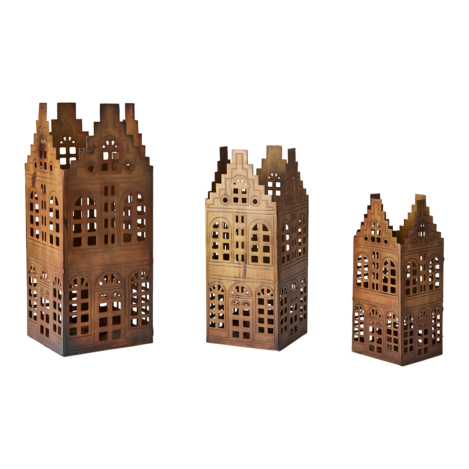 VILLAGE House lantern, set of 3, Brass colour | Affari of Sweden